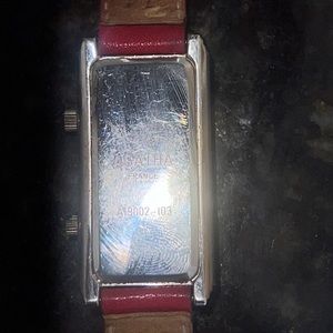 agatha | Accessories | Agatha Double Face Tank Silver Watch Red Leather ...